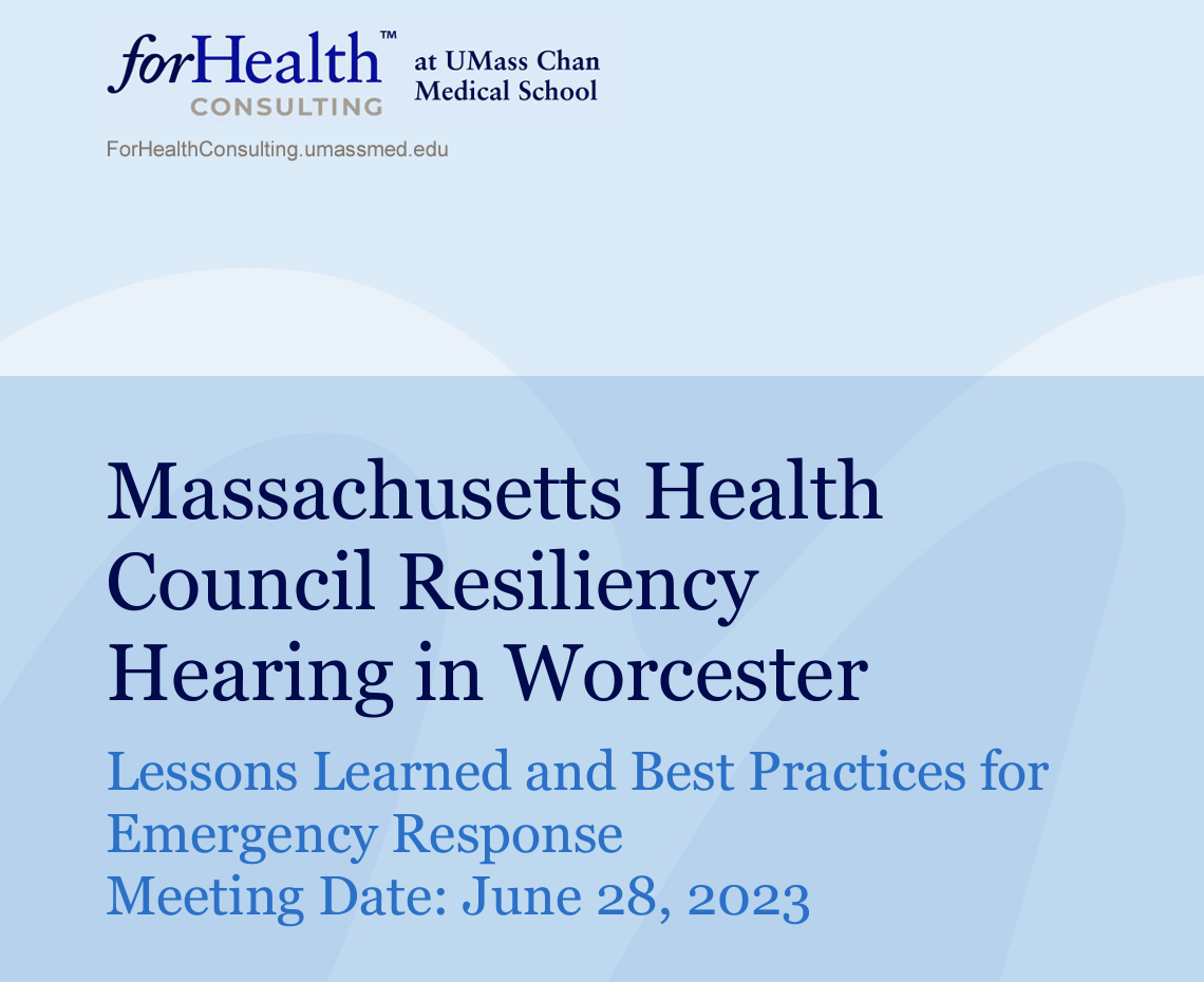 Massachusetts Health Council Resiliency Hearing in Worcester ...
